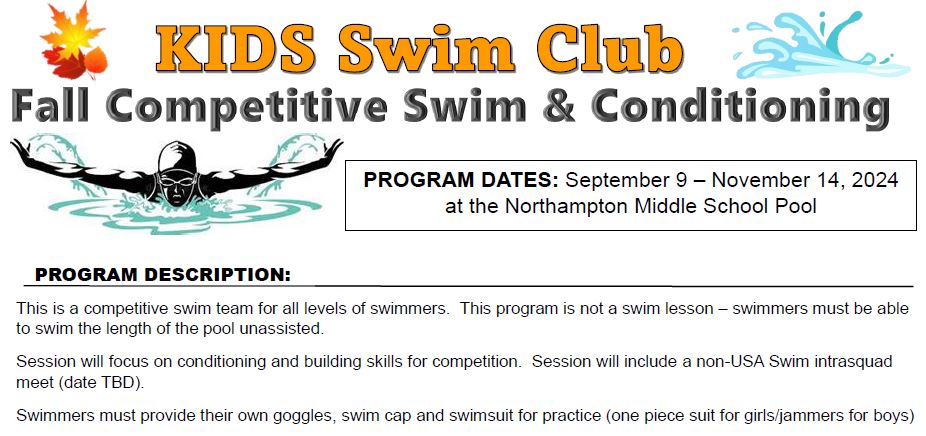 Northampton KIDS Swim Club - Fall Swim Program 2024