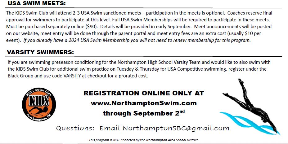 Northampton KIDS Swim Club - Fall Swim Program 2024