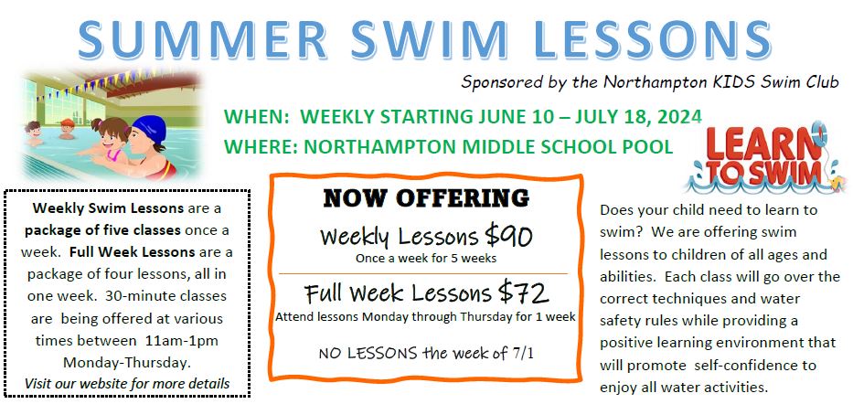 Northampton KIDS Swim Club - Summer 2024 Swim Lessons